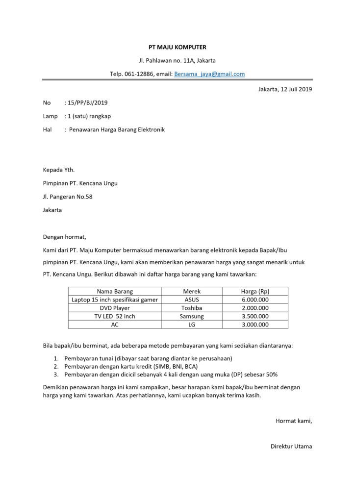 5 Contoh Surat Penawaran Barang [Free Template] - Jubelio