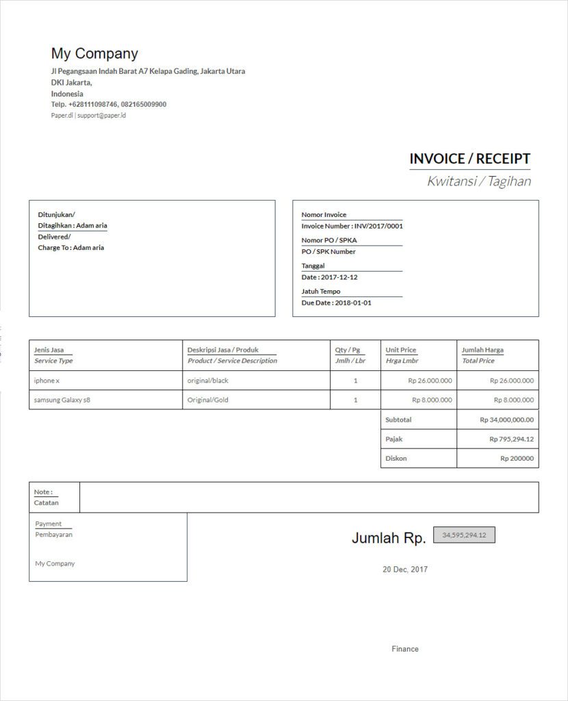 5 Contoh Template Invoice dan Cara Membuatnya yang Praktis! - Jubelio