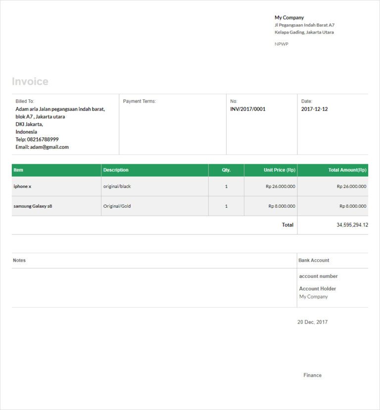 5 Contoh Template Invoice dan Cara Membuatnya yang Praktis! - Jubelio